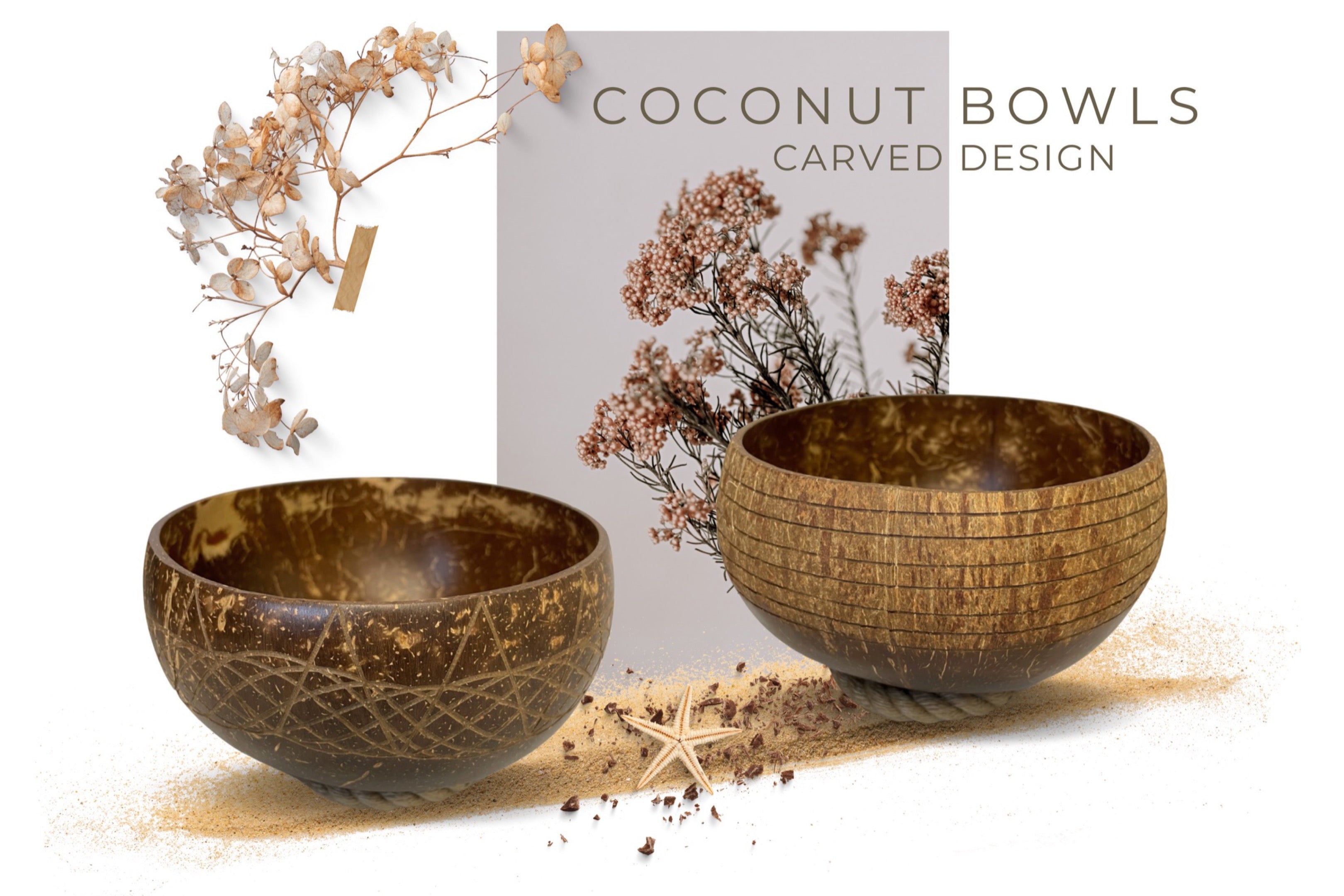 Jumbo Coconut Bowls with Design – Coconut Products